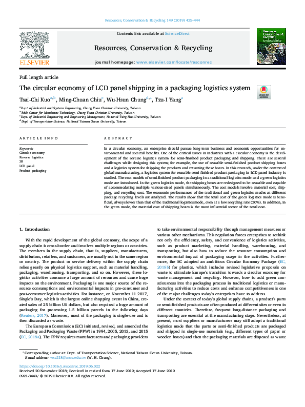 (PDF) The circular economy of LCD panel shipping in a packaging ...