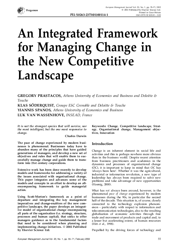 (PDF) An Integrated Framework for Managing Change in the New ...