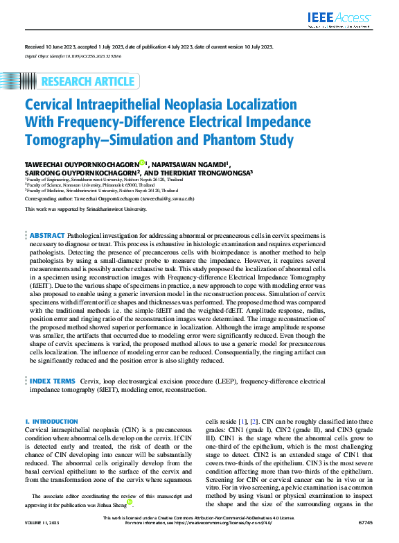 (PDF) Cervical Intraepithelial Neoplasia Localization With Frequency ...