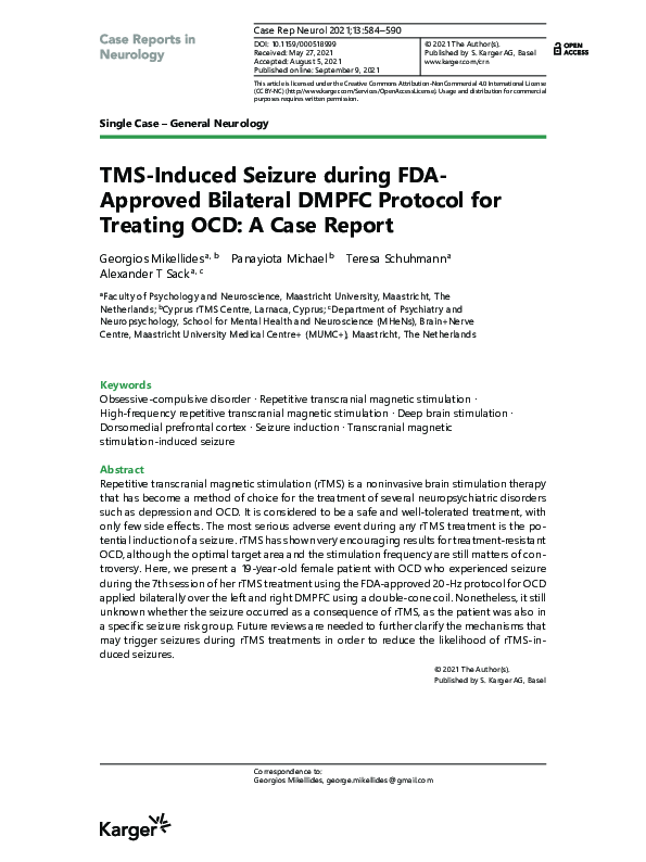 (PDF) TMS-Induced Seizure during FDA-Approved Bilateral DMPFC Protocol ...