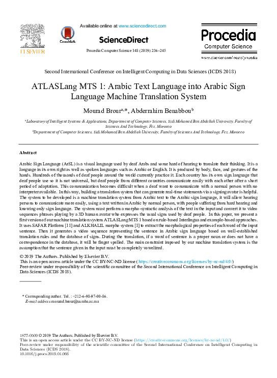 (PDF) ATLASLang MTS 1: Arabic Text Language into Arabic Sign Language ...