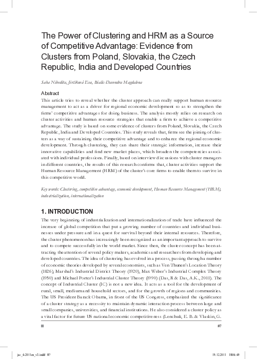 (PDF) The Power of Clustering and HRM as a Source of Competitive ...