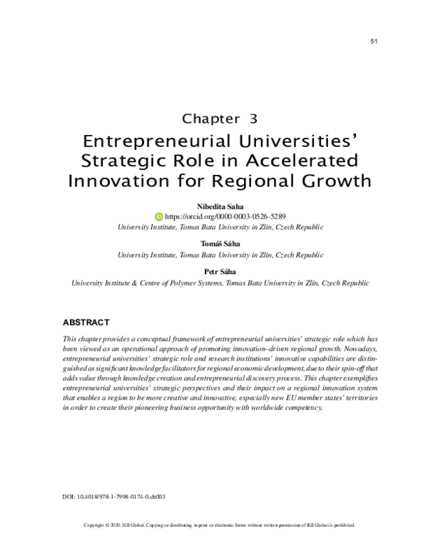 (PDF) Entrepreneurial Universities' Strategic Role in Accelerated Innovation for Regional Growth
