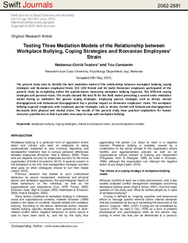 (PDF) Testing Three Mediation Models of the Relationship between ...