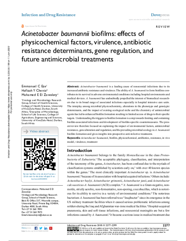 (PDF) Acinetobacter baumannii biofilms: effects of physicochemical factors, virulence ...