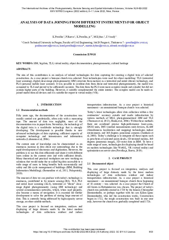 (PDF) Analysis of Data Joining from Different Instruments for Object Modelling