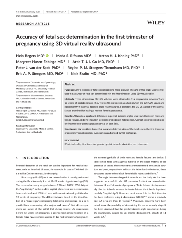 (PDF) Accuracy of fetal sex determination in the first trimester of ...