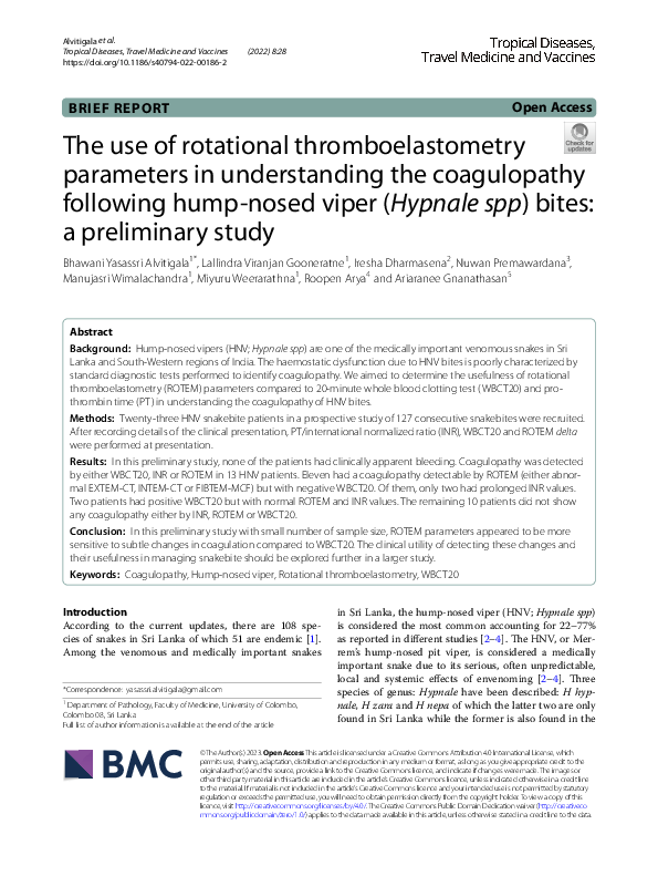 (PDF) The use of rotational thromboelastometry parameters in ...