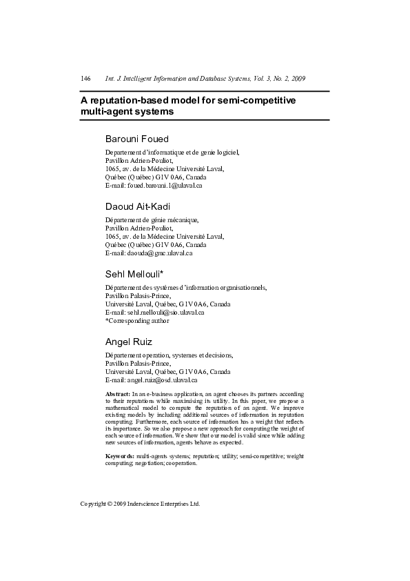 (PDF) A reputation-based model for semi-competitive multi-agent systems