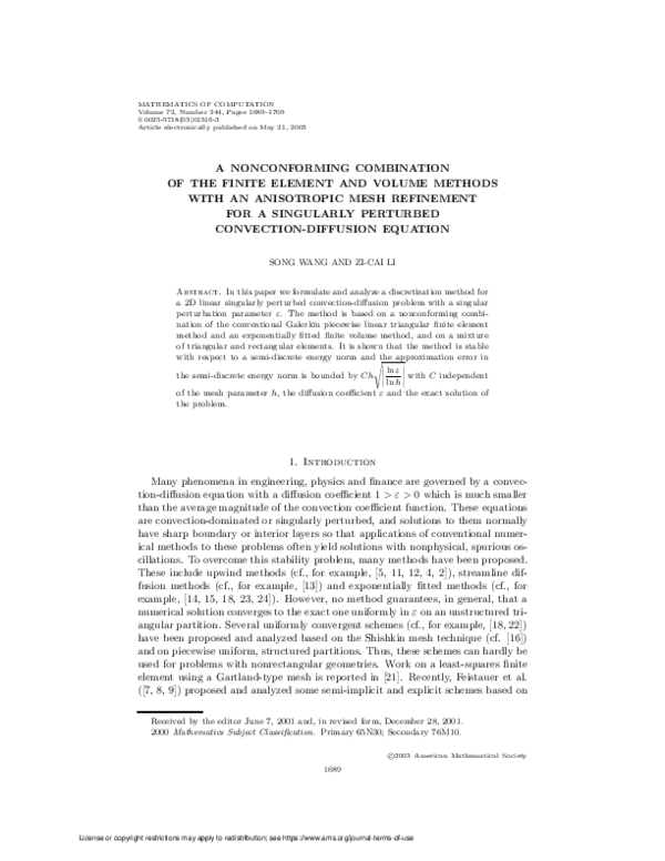Pdf A Nonconforming Combination Of The Finite Element And Volume Methods With An Anisotropic