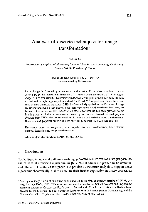 (PDF) Analysis of discrete techniques for image transformation