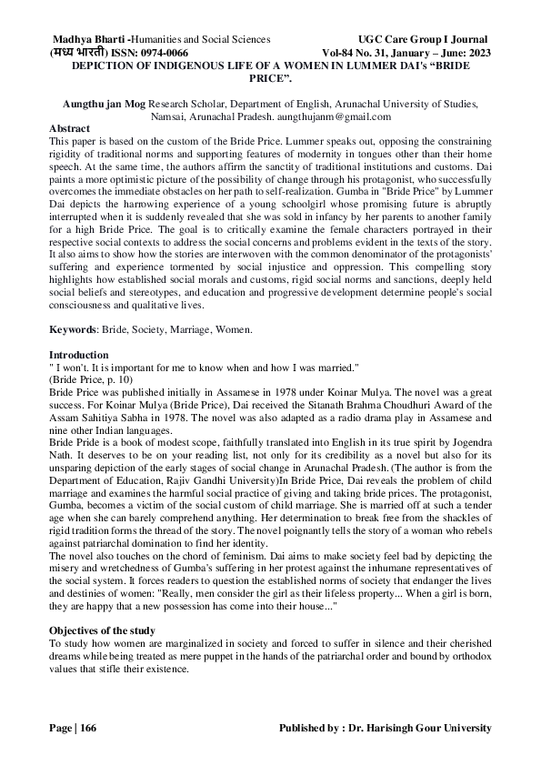 (PDF) DEPICTION OF INDIGENOUS LIFE OF A WOMEN IN LUMMER DAI's “BRIDE ...