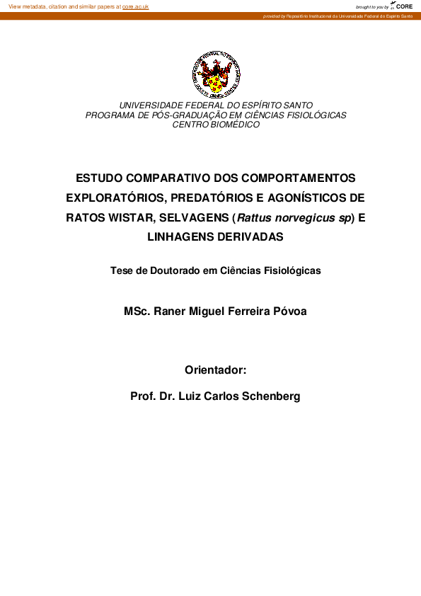 (PDF) Comportamentos Exploratórios, Predatórios e Agonísticos de Ratos ...