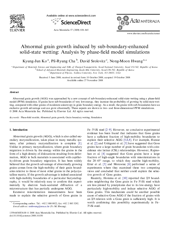 (PDF) Abnormal grain growth induced by sub-boundary-enhanced solid ...