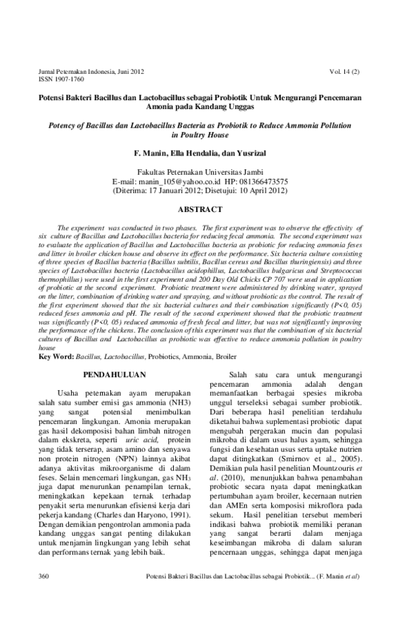 (PDF) Potensi Bakteri Bacillus dan Lactobacillus sebagai Probiotik Untuk Mengurangi Pencemaran ...