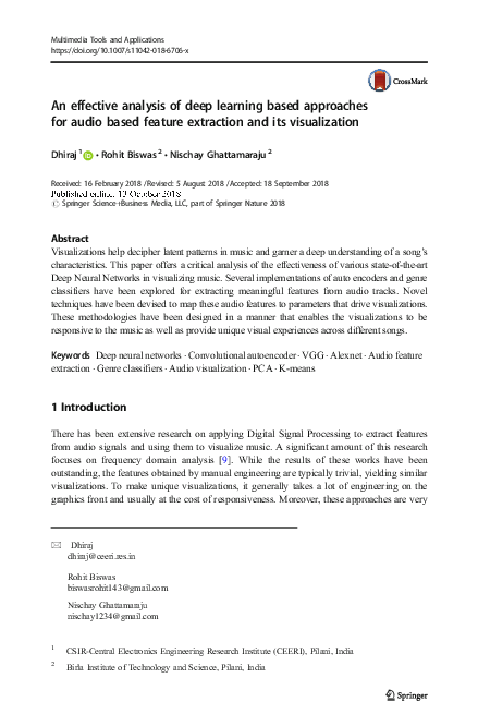 (PDF) An effective analysis of deep learning based approaches for audio ... (PDF) An effective analysis of deep learning based approaches for audio ...