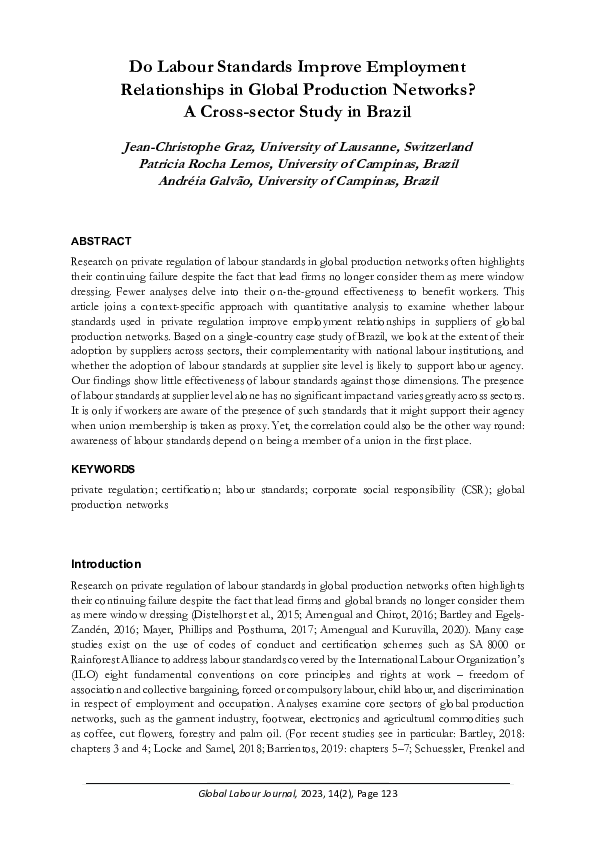 (PDF) Do Labour Standards Improve Employment Relationships in Global ...