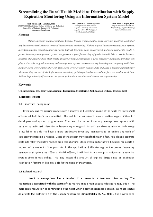 (PDF) Streamlining the Rural Health Medicine Distribution with Supply ...