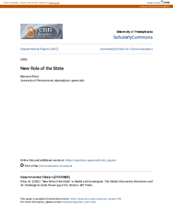 (PDF) New Role of the State