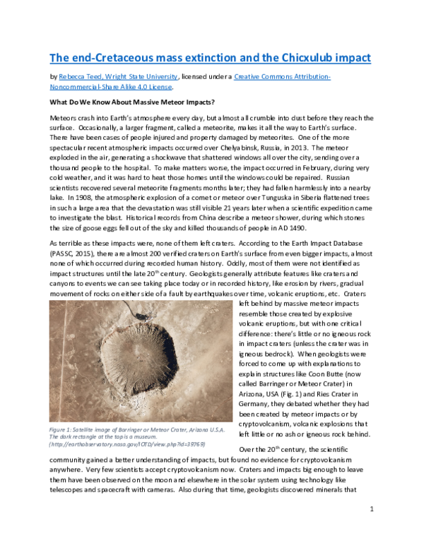 (PDF) The End-Cretaceous Mass Extinction and the Chicxulub Impact ...