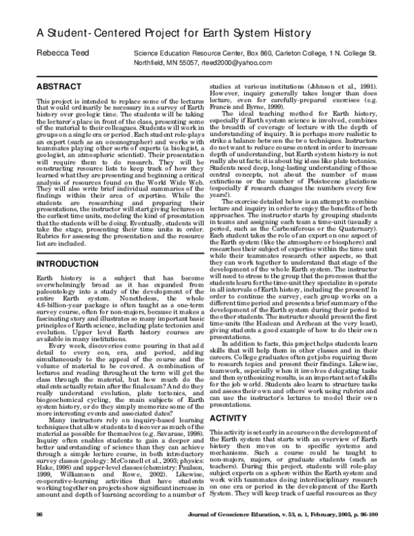 (PDF) Student-Led Exploration of Earth History