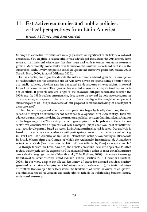 (PDF) Extractive economies and public policies: critical perspectives ...