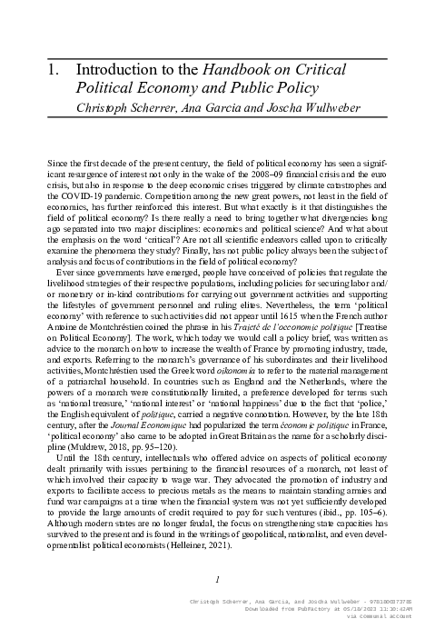 (PDF) Introduction to the Handbook on Critical Political Economy and ...