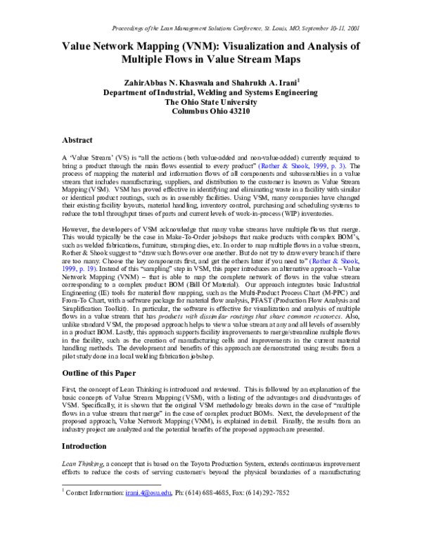(PDF) Value Network Mapping (VNM): Visualization and Analysis of Multiple Flows in Value Stream Maps