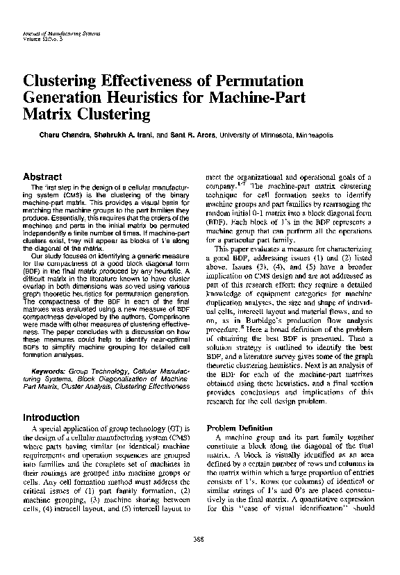 Pdf Clustering Effectiveness Of Permutation Generation Heuristics For