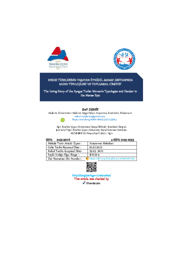 (PDF) Manas destanı ve kadın