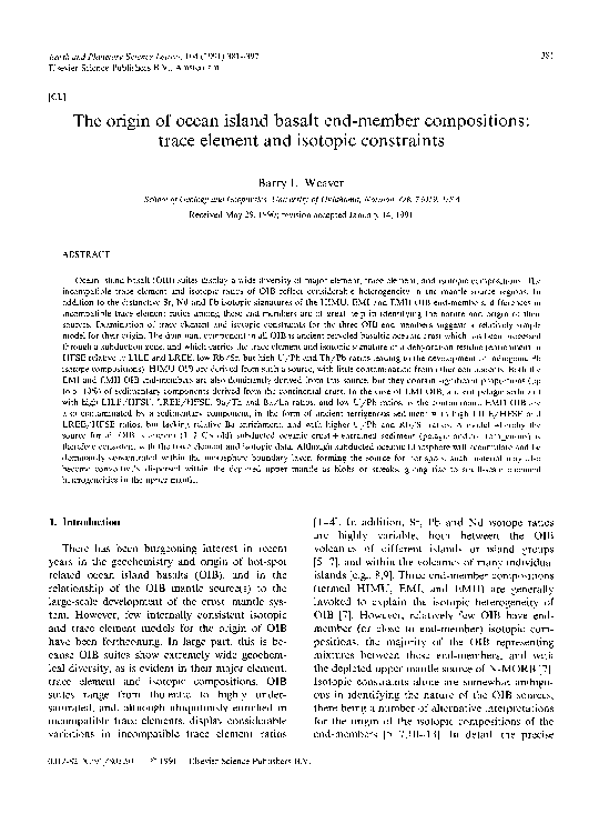 (PDF) The origin of ocean island basalt end-member compositions: trace ...