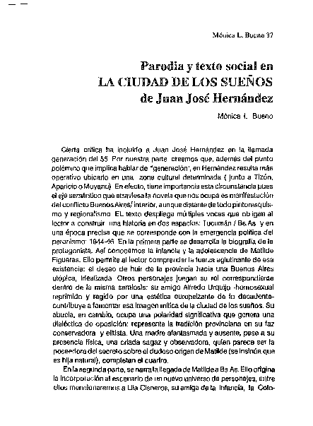 (PDF) Parodia y texto social en "La ciudad de los sueños" de Juan José ...