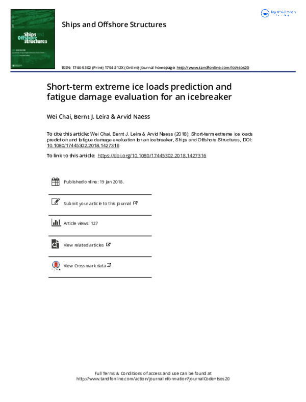 (PDF) Short-term extreme ice loads prediction and fatigue damage ...