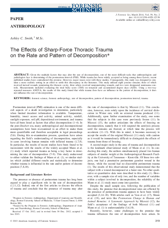 (PDF) The Effects of Sharp-Force Thoracic Trauma on the Rate and ...