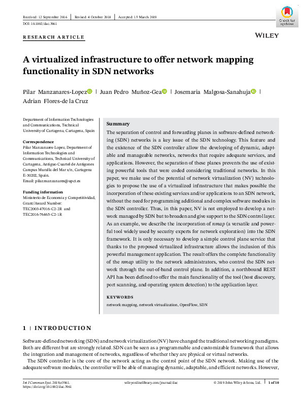 (PDF) A virtualized infrastructure to offer network mapping functionality in SDN networks