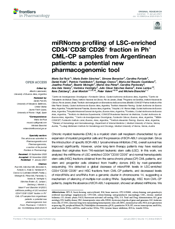(PDF) miRNome profiling of LSC-enriched CD34+CD38−CD26+ fraction in Ph+ CML-CP samples from ...