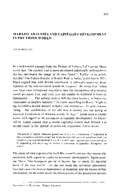 (PDF) Marxist analyses and capitalist development in the third world