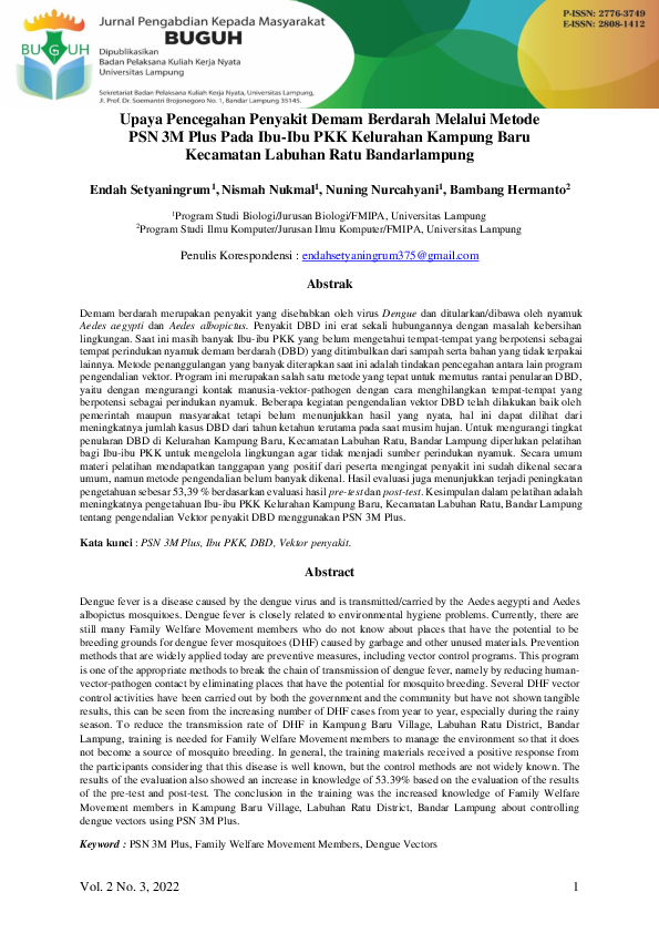 (PDF) Upaya Pencegahan Penyakit Demam Berdarah Melalui Metode PSN 3M ...