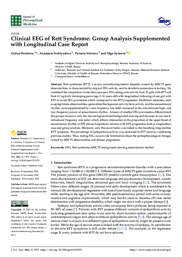 (PDF) Clinical EEG of Rett Syndrome: Group Analysis Supplemented with ...