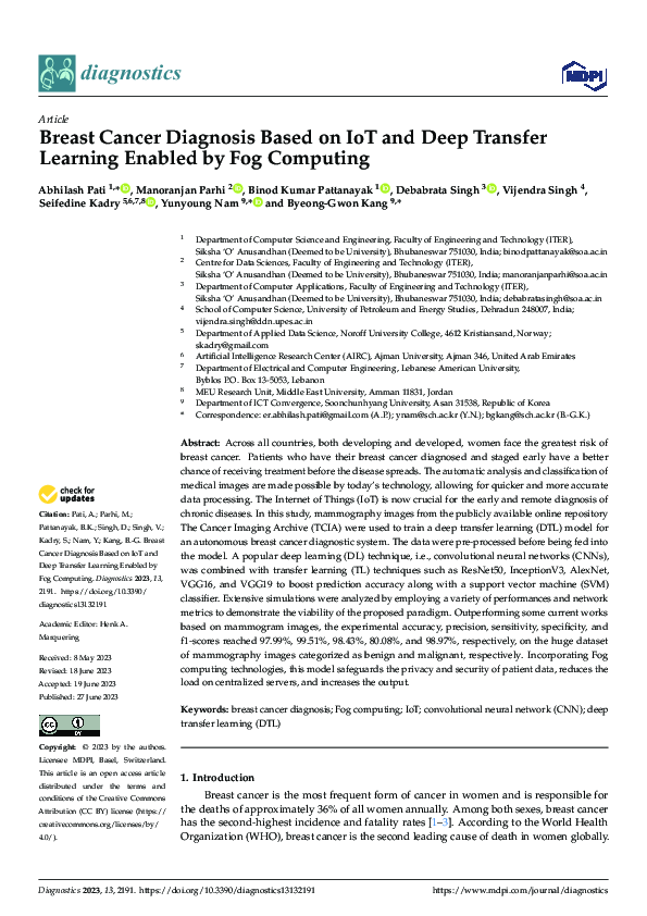 (PDF) Breast Cancer Diagnosis Based on IoT and Deep Transfer Learning ...
