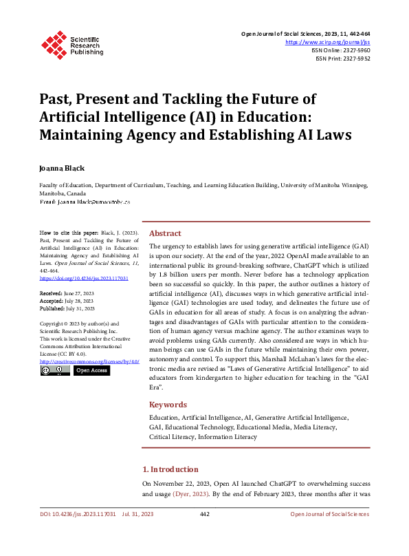 (PDF) Past, Present and Tackling the Future of Artificial Intelligence ...
