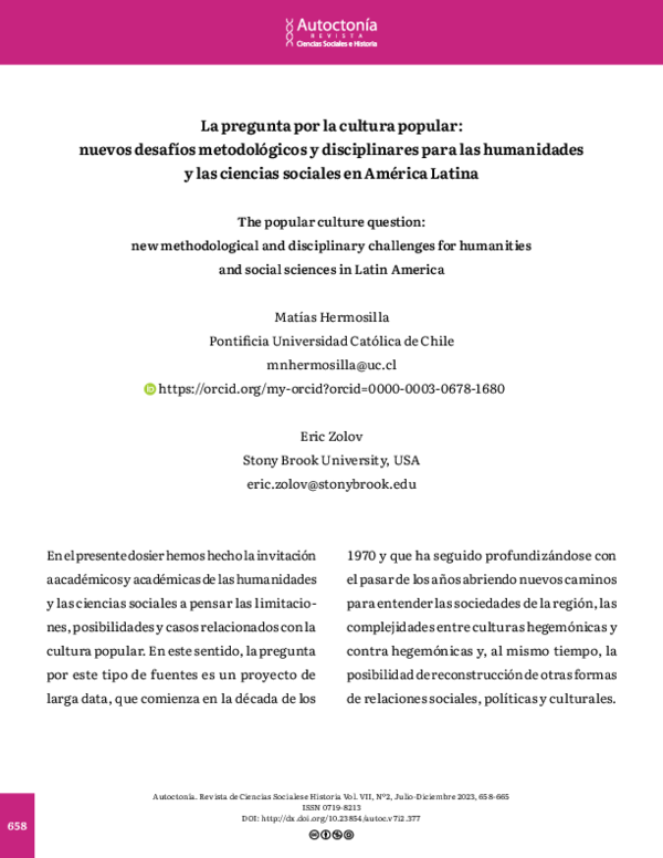 (PDF) Matías Hermosilla • Eric Zolov La pregunta por la cultura popular ...
