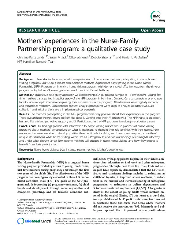 (PDF) Mothers’ experiences in the Nurse-Family Partnership program: a ...