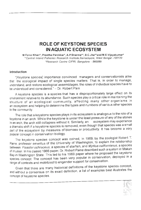 (PDF) Role of Keystone Species in Aquatic Ecosystem