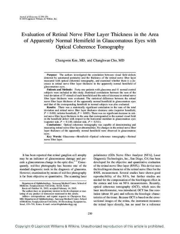 (PDF) An evaluation of the retinal nerve fiber layer thickness by scanning laser polarimetry in ...