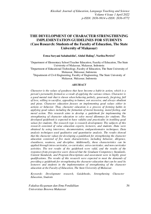 (PDF) Development of Character Strengthening Implementation Guidelines ...