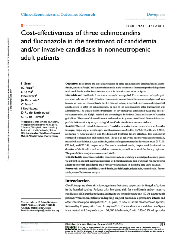 (PDF) Cost-effectiveness of three echinocandins and fluconazole in the treatment of candidemia ...