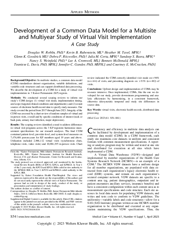(PDF) Development of a Common Data Model for a Multisite and Multiyear ...