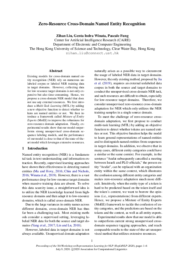(PDF) Zero-Resource Cross-Domain Named Entity Recognition