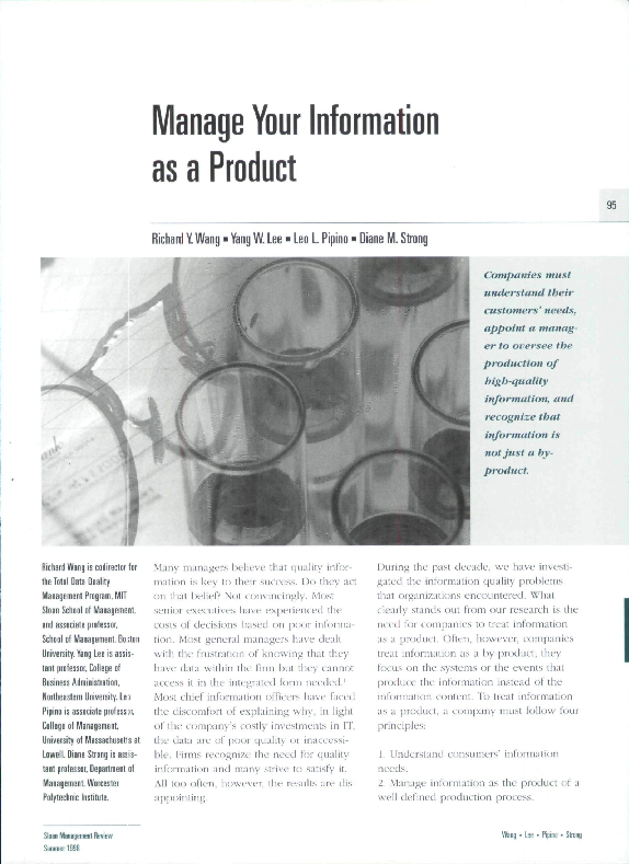 (PDF) Manage your information as a product